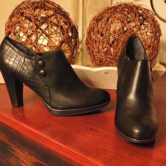 Rialto | Shoes | Rialto Black Crocembossed Heeled Boots | Poshmark